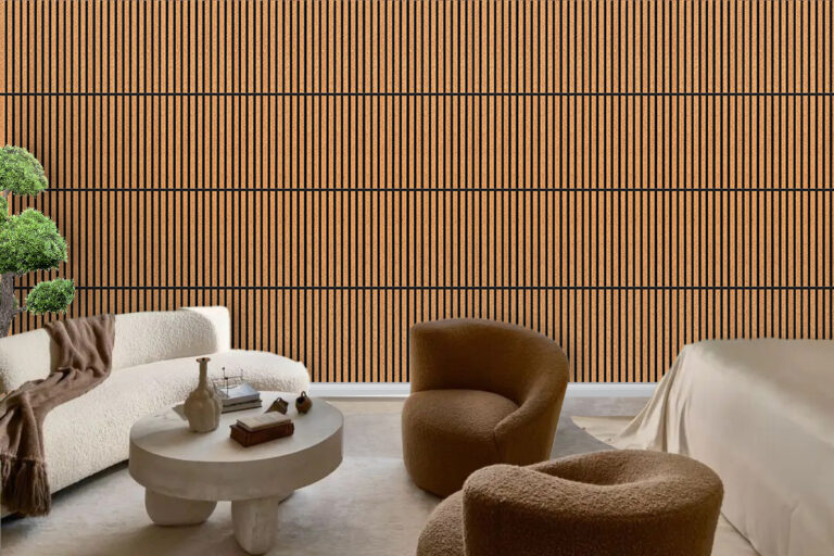 Slatwall Dark Natural 43/64” (17mm) 3D Acoustic Cork Wall Panels ...